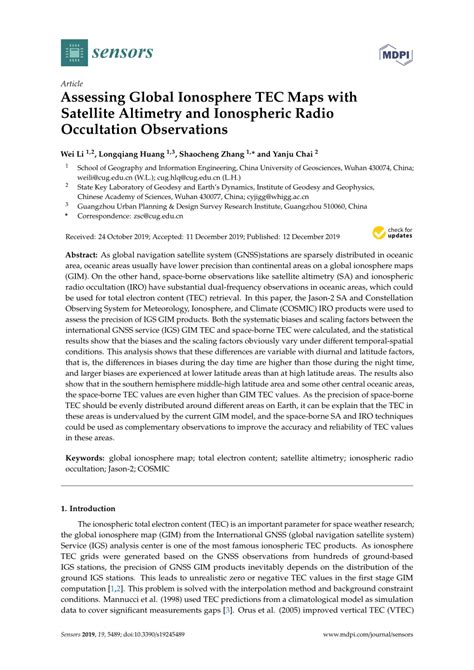 Pdf Assessing Global Ionosphere Tec Maps With Satellite Altimetry And Ionospheric Radio