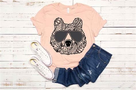 Mandala Bear Whit Glasses Zentangle Svg Mom Mama Bear Dad Papa 1726s By