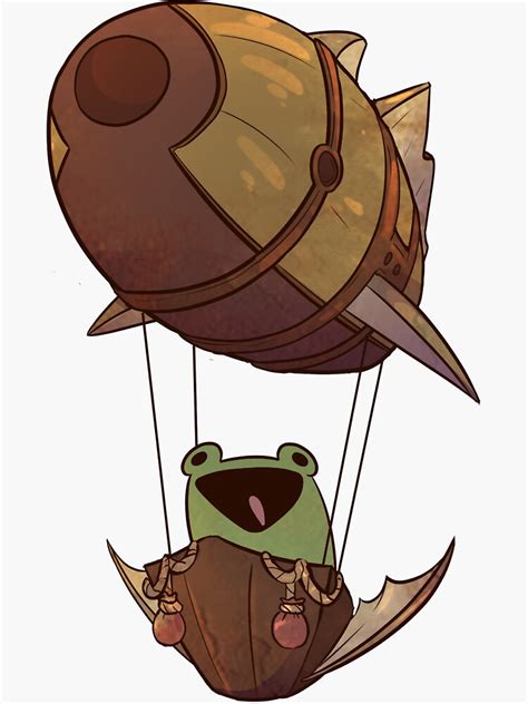 Steampunk Frog In A Blimp Sticker For Sale By Hedgeemporium Redbubble