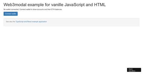 WalletConnect Web3modal Vanilla Js Example Codesandbox