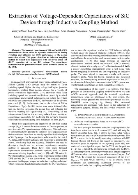 Pdf Extraction Of Voltage Dependent Capacitances Of Sic Device Through Inductive Coupling Method