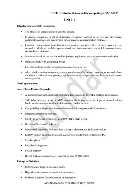 Unit Mobile Computing UNIT Introduction To Mobile Computing The Process Of Computation On A