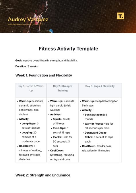 Free Fitness Activity Template To Edit Online