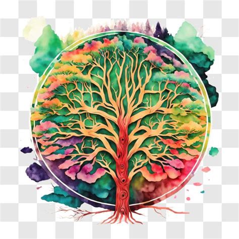 Baixe Árvore Colorida em Ambiente Natural PNGs Creative Fabrica