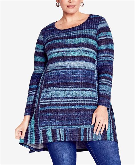 Avenue Plus Size Ellie Rib Long Sleeve Tunic Top Macys
