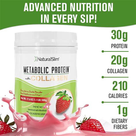 Naturalslim Polvo De Proteína Metabólica Con Colágeno Y Fresa Polvo De