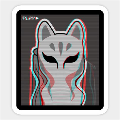 Kitsune Fox Mask Japanese Vaporwave Aesthetic Kitsune Sticker