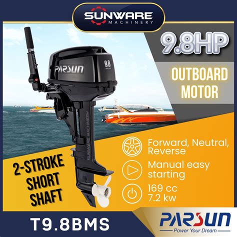 Parsun 2 Stroke 9 8hp Outboard Motor Engine Boat Short Shaft Kaki
