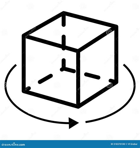 3d cube rotation view icon cube rotation thin line icon cube 360