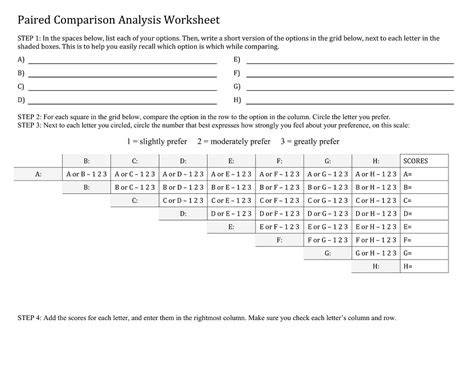 25 Free Paired Comparison Analysis Templates Sample Pdf Doc