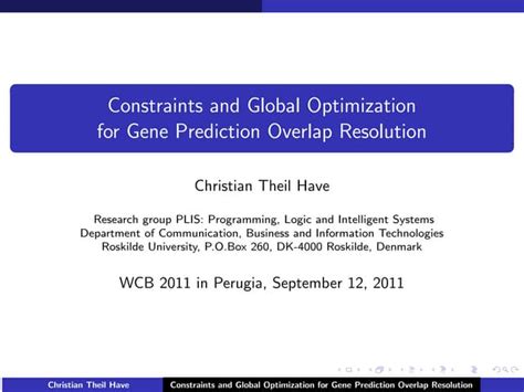Constraints And Global Optimization For Gene Prediction Overlap Resolution Ppt