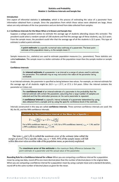 Module Stat And Probab Statistics And Probability Module