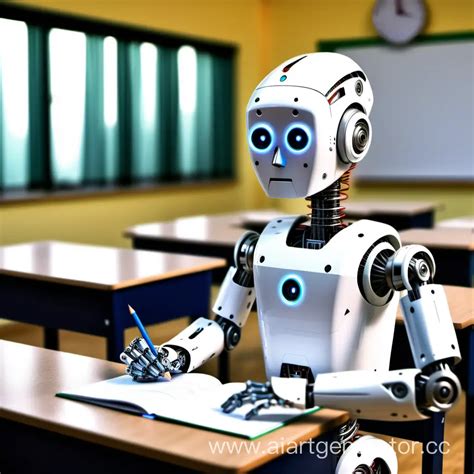 Robot Learning In School Classroom Ai Art Generator