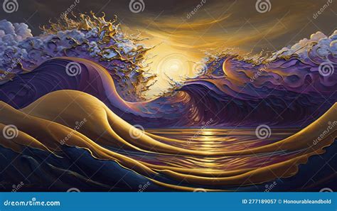 Absolutely Stunning Generative Ai Illustration Of Wave And Cloud Texture Combined To Create