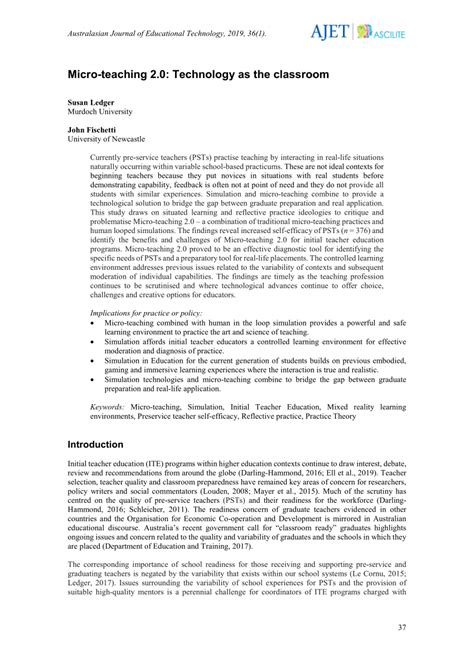Pdf Micro Teaching 20 Technology As The Classroom