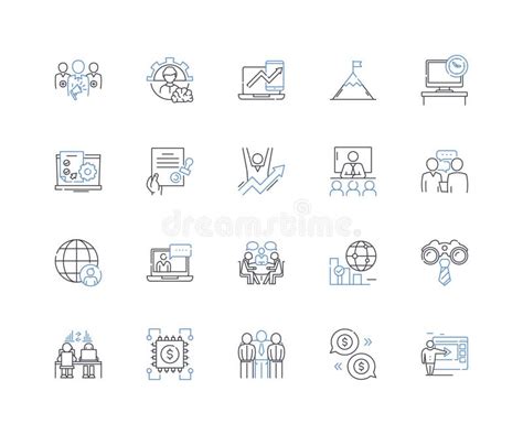 Company Missions Line Icons Collection Purpose Vision Intention