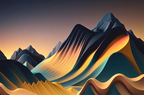Abstract 3d rendering of wavy surface Futuristic background with mountains | Premium AI ...