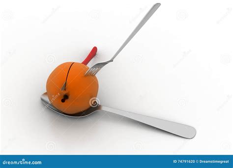 Spoon With Apple Stock Illustration Illustration Of Desert