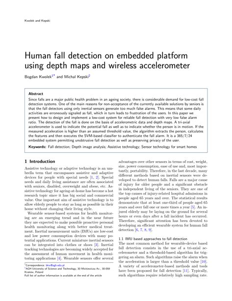 pdf human fall detection on embedded platform using depth maps and