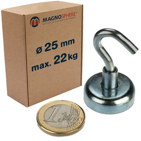 Gancio Magnetico Ø 25 mm Potente Magnete al Neodimio Zincato aderenza