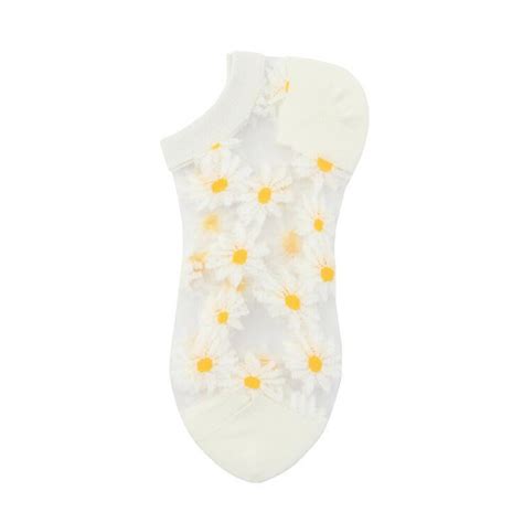 Small Daisy Sheer Tulle Floral Ankle Socks Women B Vicedeal