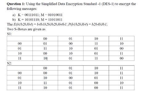 solved question 1 using the simplified data encryption