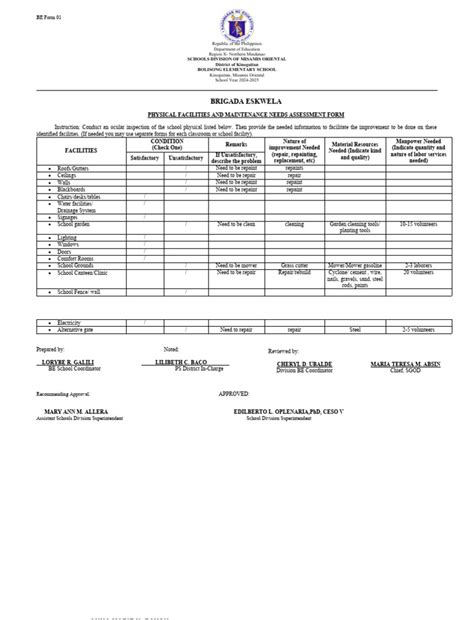 Brigada Eskwela Form 1 New Pdf