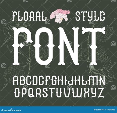Fuente Floral Del Estilo Del Vintage Del Vector Alfabeto Elegante De La Flor Ilustración del