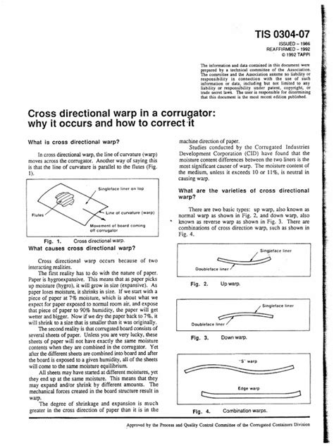 Cross Directional Warp Tappi Tis 0304 07 Pdf