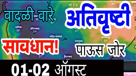 हवामान अंदाज 01 02 ऑगस्ट 2023 या जिल्ह्यांमध्ये जोर अतिवृष्टी