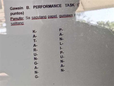 Gawain B PERFORMANCE TASK Puntos Panuto Sa StudyX