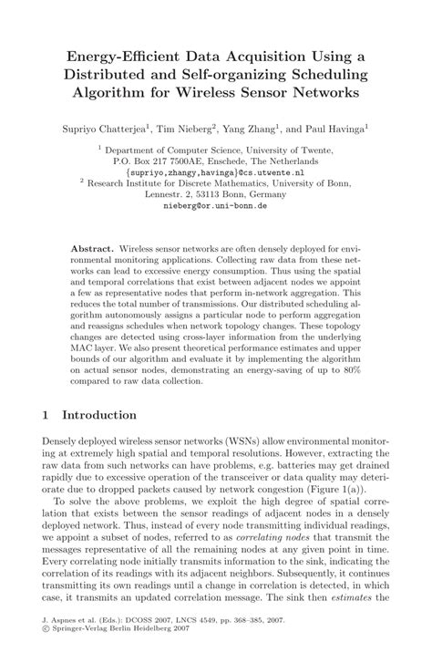 Pdf A Distributed And Self Organizing Scheduling Algorithm For Energy