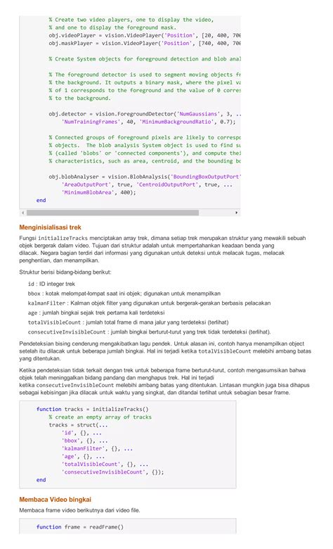 Motion Based Multiple Object Tracking Matlab And Simulink Example Pdf
