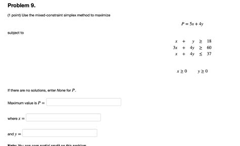 Solved Problem 9 1 Point Use The Mixed Constraint Simplex