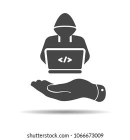Flat Hand Showing Coder Icon Trendy Stock Illustration