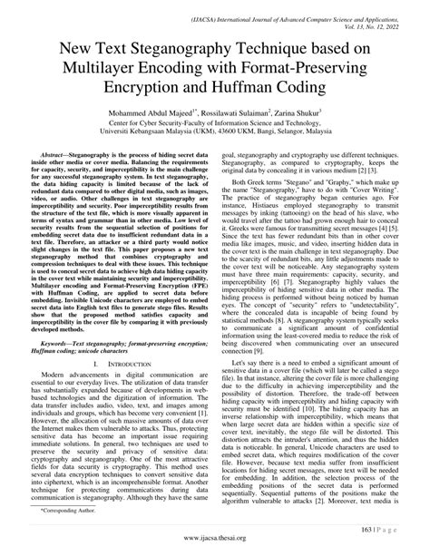 pdf new text steganography technique based on multilayer encoding with format preserving