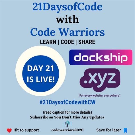 Code Warriors On Linkedin 21daysofcodewithcw Codewarriors Codewarriorslife 76 Comments