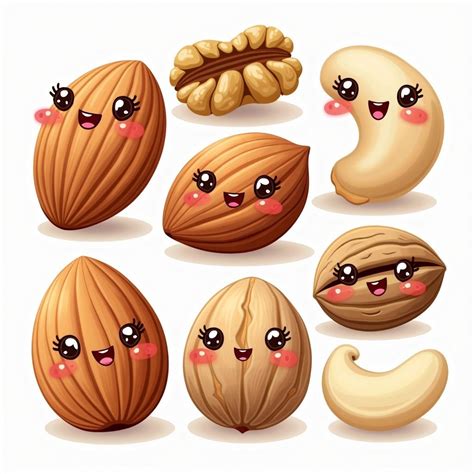 Cute Smiling Nuts Almonds Walnuts And Cashews