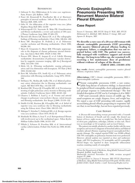 Pdf Chronic Eosinophillic Pneumonia With Massive Pleural Effusion