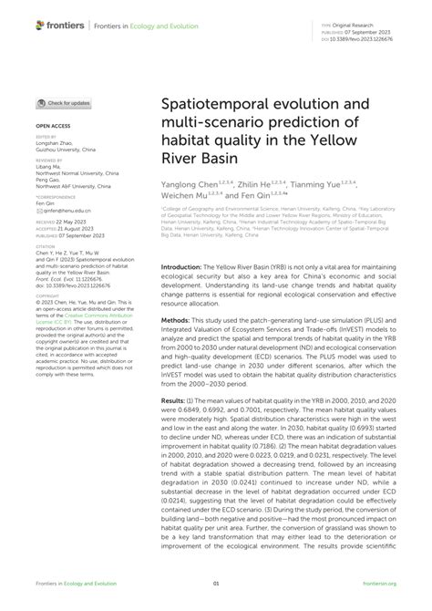 PDF Spatiotemporal Evolution And Multi Scenario Prediction Of Habitat