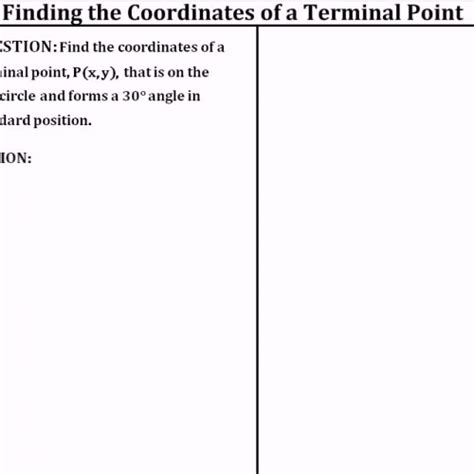 finding coordinates of a terminal point