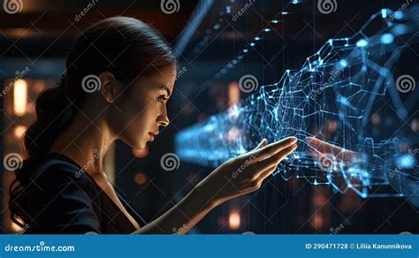 A Businesswoman S Hand Confidently Touching A Digital Neural Network