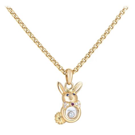 Chopard Happy Diamonds Precious Gemstone Gold Bunny Rabbit Pendant