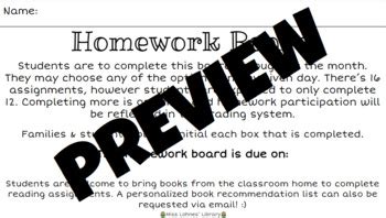 October Homework Board By Miss Lohnes Library TPT