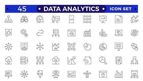 Data Analytics Icon Set Big Data Analysis Technology Symbol