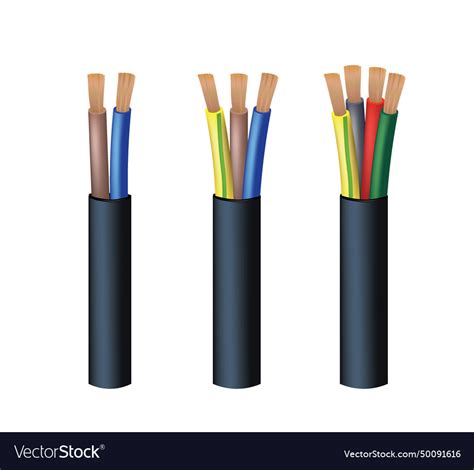 Electric Power Cables 3 Types Royalty Free Vector Image