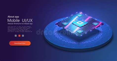 Futuristic Microchip Processor With Lights On The Blue Background Quantum Computer Large Data