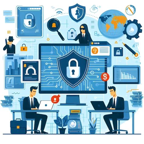Cybersecurity Illustrations Vector Graphics Design Premium Ai