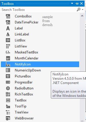 Notification Area Icon In C Windows Forms