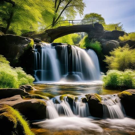 Premium Photo Cascade Of A Spring Waterfall
